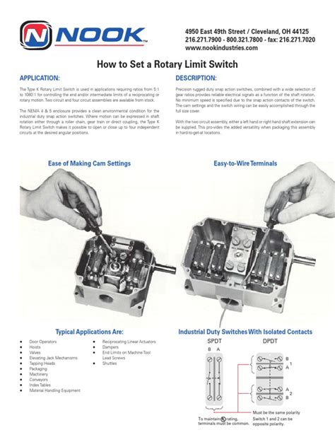 How To Set A Rotary Limit Switch Application Description Pdf Switch Tools