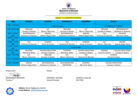 Matatag Class Program Grade 5 And 6 Edited Docx