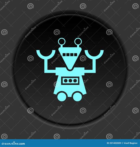 Dark Button Icon Robot Technology Button Banner Round Badge Interface For Application
