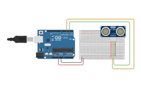 Circuit Design Sensor Ultrassônico Tinkercad