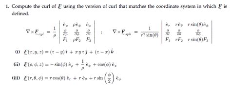 solved 1 compute the curl of f using the version of curl