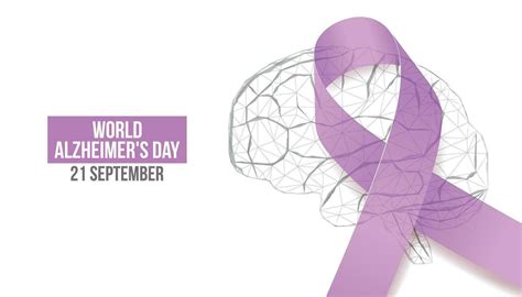 World Alzheimers Day Concept Banner Template With Purple Ribbon