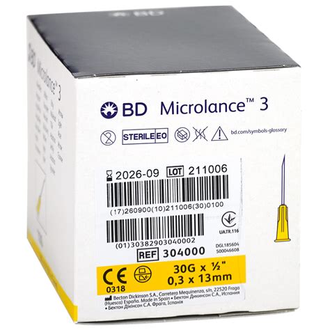 Bd Microlance 3 Injectienaalden 30g X ½ 03mm X 13mm Geel 100