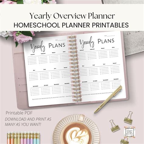 Yearly Overview Planner Instant Download Planner Printables Binder