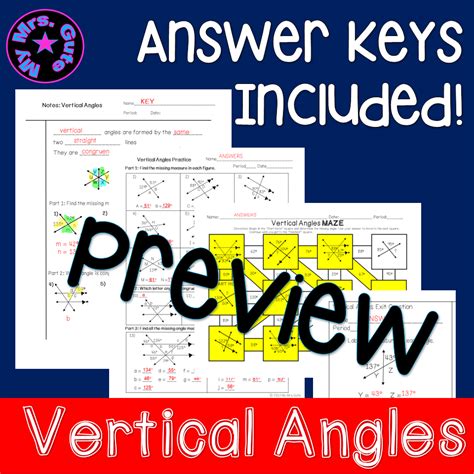 Vertical Angles Math Notes Worksheet Maze Print Or Digital Made By