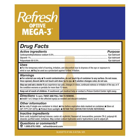 Refresh Optive Mega 3 Lubricant Eye Drops 60 Ct Pick Up In Store