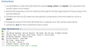 Answered Instructions 1 Using NetBeans Create Three 3 Linked Lists
