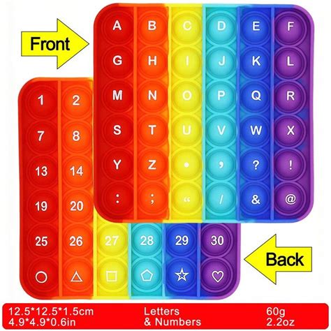 1pc Front Letters Back Numbers 2 In 1 Pop Fidget Toys Push Its Bubble