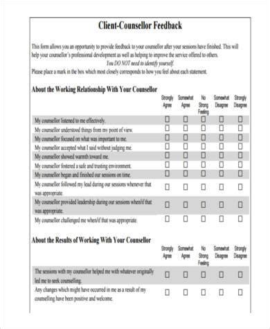 FREE 8 Sample Counseling Feedback Forms In MS Word PDF