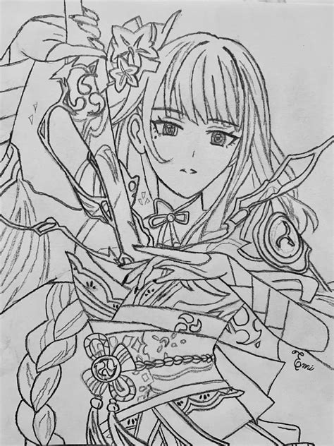 Raiden Shogun Pencil Drawing Genshin Impact HoYoLAB