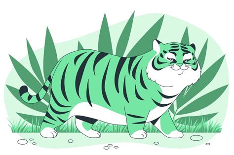 뚱뚱한 호랑이 개념 그림 무료 벡터