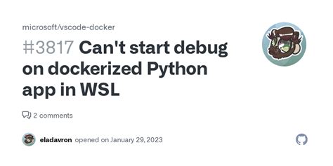 Cant Start Debug On Dockerized Python App In Wsl · Issue 3817