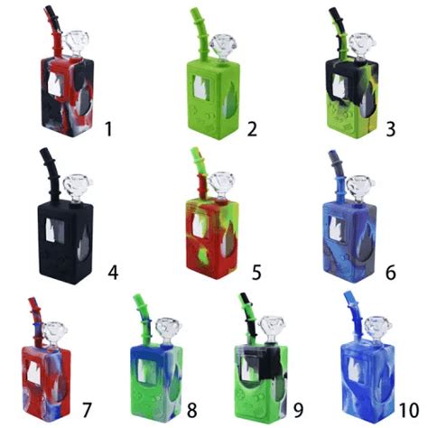 Silicone Glass Mini Game Bong Square Box Shape Pipe With Glass Bowl