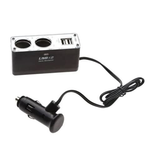 Ee Support Dual Socket 2 Way Usb Port Cigarette Lighter Splitter Dc 12v