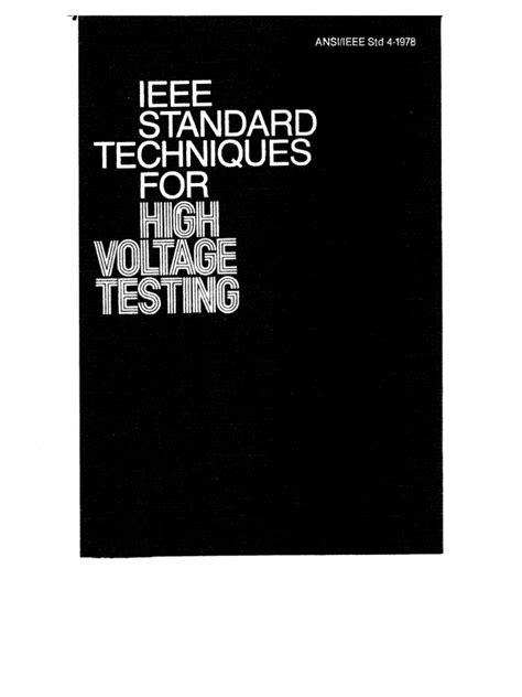 4 1978 Ieee Standard Techniques For High Voltage Testing Pdf Pdf