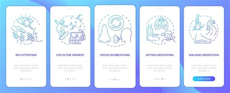 Premium Vector Mindfulness Activities Blue Gradient Onboarding Mobile App Screen