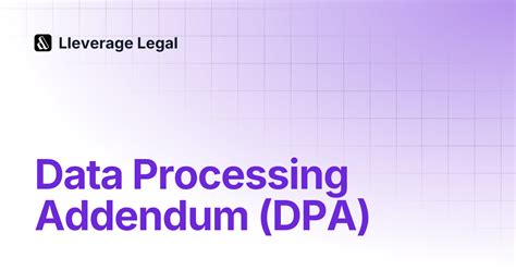 Data Processing Addendum Dpa Lleverage Legal