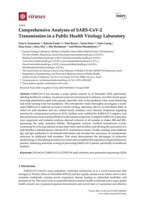 Pdf Comprehensive Analyses Of Sars Cov 2 Transmission In A Public