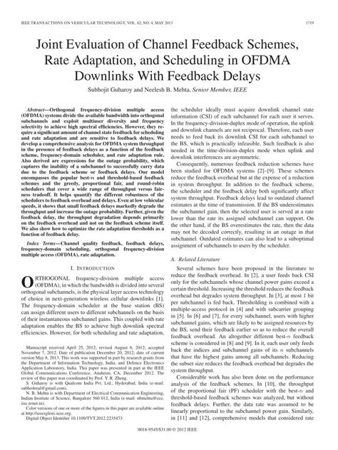Pdf Joint Evaluation Of Channel Feedback Schemes Rate Adaptation