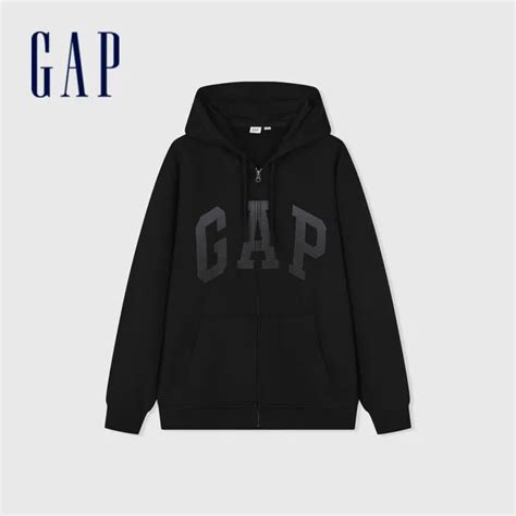 GAP男裝 Logo連帽外套 碳素軟磨法式圈織系列 黑色 885513 momo購物網 好評推薦 2024年2月