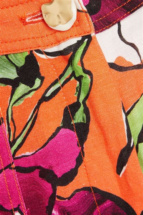 Aje Dazzling Floral Print Linen Blend Wide Leg Pants The Outnet