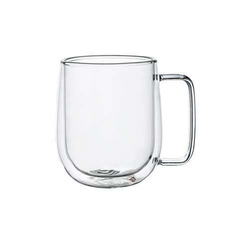 Double Walled Glass Coffee Mugs With Handle Spooninsulated Layer
