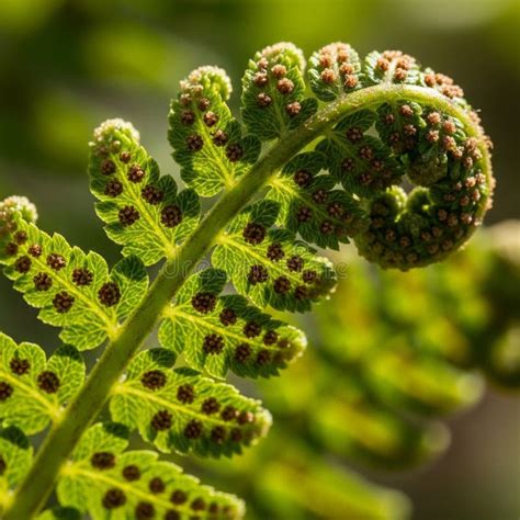 Close Up Of A Young Fern Frond Likely From The Polypodiopsida Class