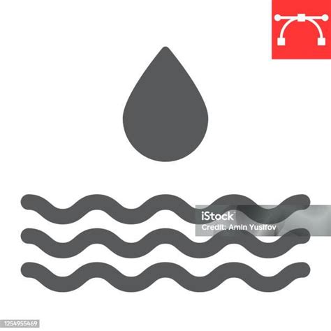 수자원 글리프 아이콘 환경 및 생태 물 방울 기호 벡터 그래픽 편집 가능한 스트로크 솔리드 콘 Eps 10 개념에 대한 스톡