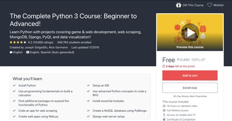 The Complete Python 3 Course Beginner To Advanced 100 Free