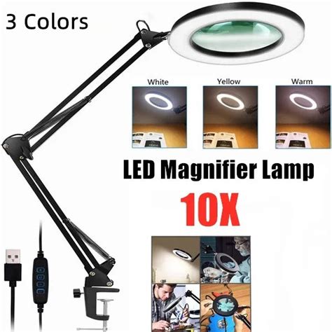 10x Led Magnifier Lamp Professional Magnifying Glass Desk Lamp 3 Colors