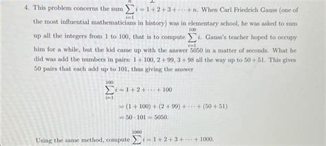 Solved 4 This Problem Concerns The Sum ∑i1ni123⋯n