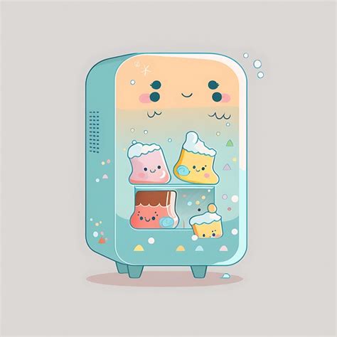 Premium Photo Cute Fridge Digital Art Style Colorful Cartoon