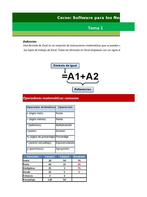 Tema 1 Ejercicios 1 Sofware Pdf Microsoft Excel Matemática