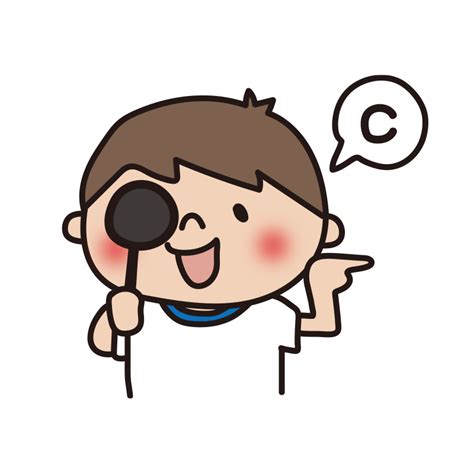 学校の健康診断で視力検査をする子供（男の子）の無料フリーイラスト かわいい手描きの無料素材「てがきっず」保育園・小学校・介護施設に
