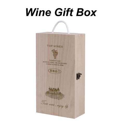 Wooden Wine Box Double Bottle Strap Crates Shell H Vicedeal