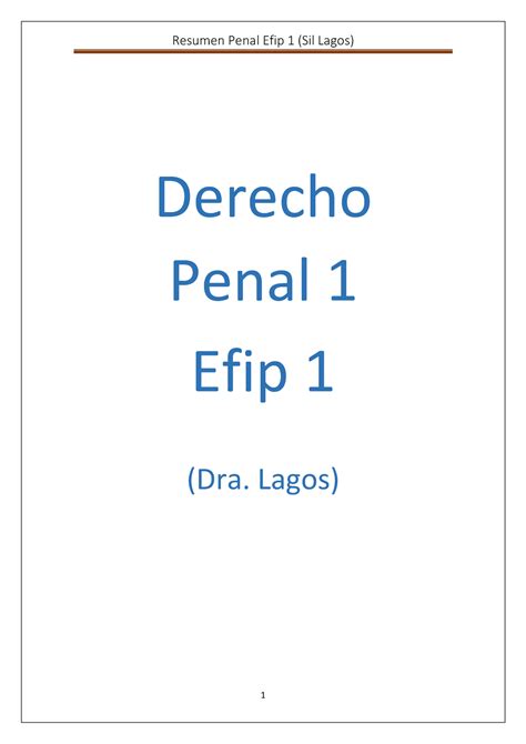 Derecho Penal 1 Efip 1 Derecho Penal 1 Efip 1 Dra Lagos Bienvenido