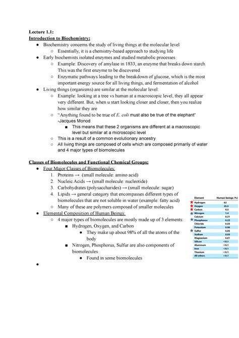Biol Biochem Part Lecture Introduction To Biochemistry