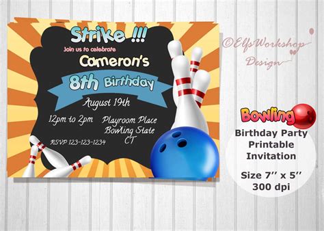 Invitación de bolos Bowling cumpleaños invitación huelga de Etsy