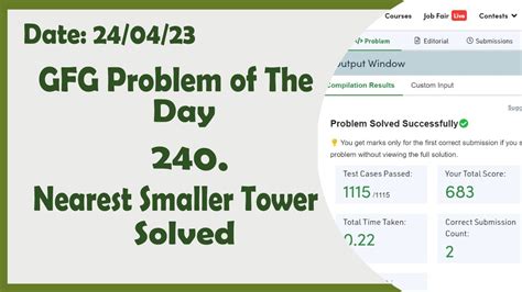 Nearest Smaller Tower C Gfg Daily Problem Youtube