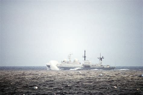 A Port Beam View Of The Soviet Balzam Class Intelligence Collection