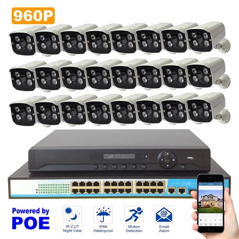 PCS Camera POE Surveillance System Ch NVR Kit PoE Switch MP POE IP Camera Waterproof