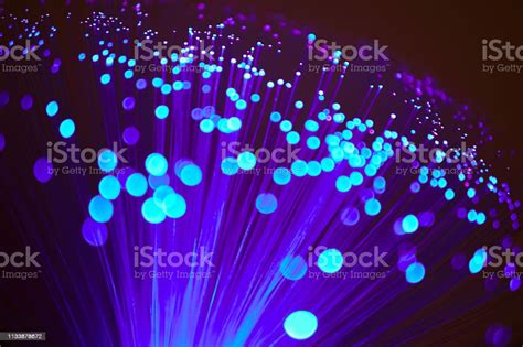 Blurred Led Screen Closeup Glowing Threads In A Color Spectrum On A