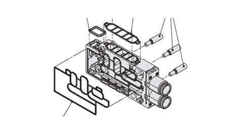 Smc Jsy31m Series One Touch Fitting 6 Mm Manifold Block For Use With Jsy3000 Series Jsy31m 2p