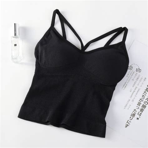 บรา สายเดี่ยว หน้าไขว้ เต็มตัว สปอร์ตบรา เสริมฟองน้ำ เกาะอก ผ้านุ่ม ระบายอากาศ เกรดพรีเมี่ยม