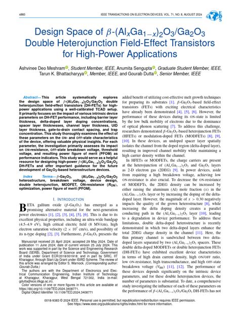 Double Heterojunction Field Effect Transistors For High Power Applications Pdf