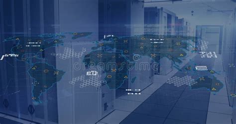 Animation Of Digital Data Processing Over World Map And Computer