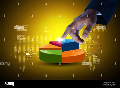 Business Man Showing Pie Chart In Color Background Stock Photo Alamy