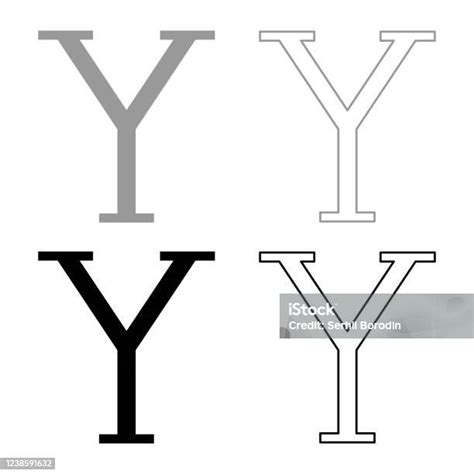 Upsilon 希臘符號大寫字母大寫字型圖示輪廓設定黑色灰色向量插圖平面樣式影像向量圖形及更多圖標集圖片 圖標集 圖示 外型 Istock