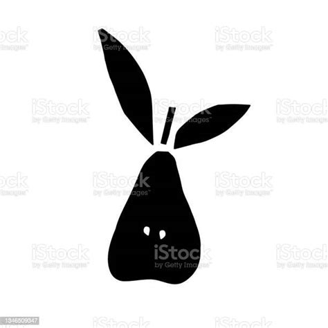 흰색 배경에 고립 된 잎 손으로 그린 스케치와 배 과일 실루엣 벡터 일러스트레이션 농부 시장 로고 메뉴 배 잼 및 주스 라벨을