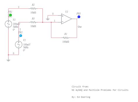 inverting summing amplifier shahril multisim live